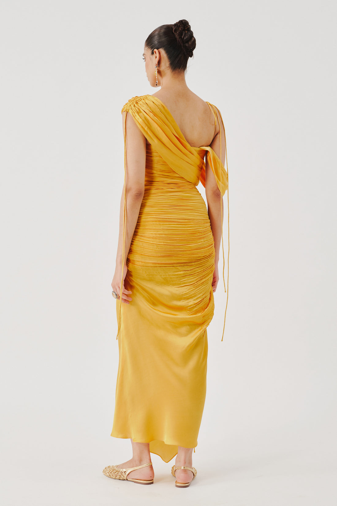 Yellow Ray Dress: Stunning Ruched Dress by Aroka